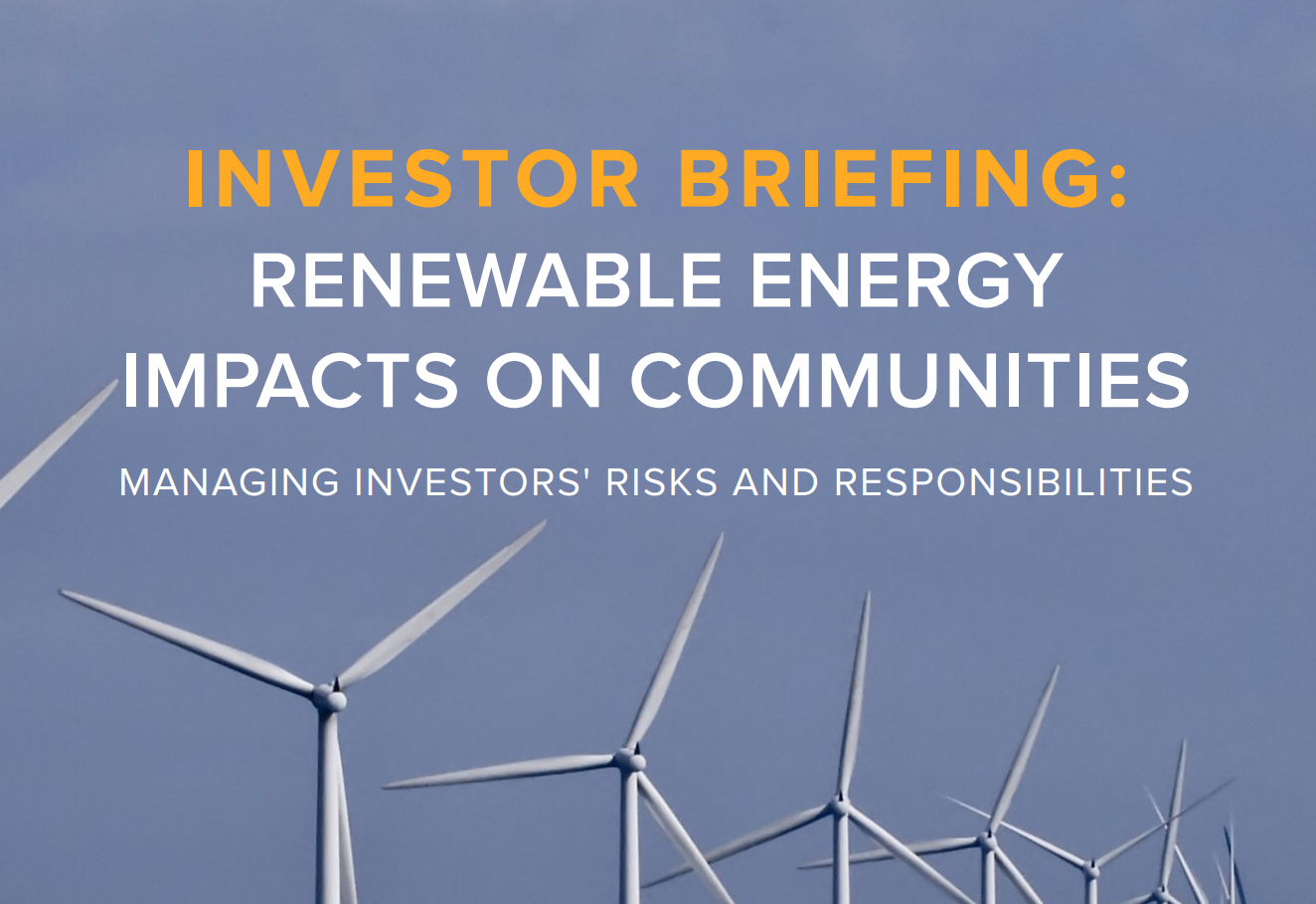 Investor briefing: Renewable energy impacts on communities - Business ...